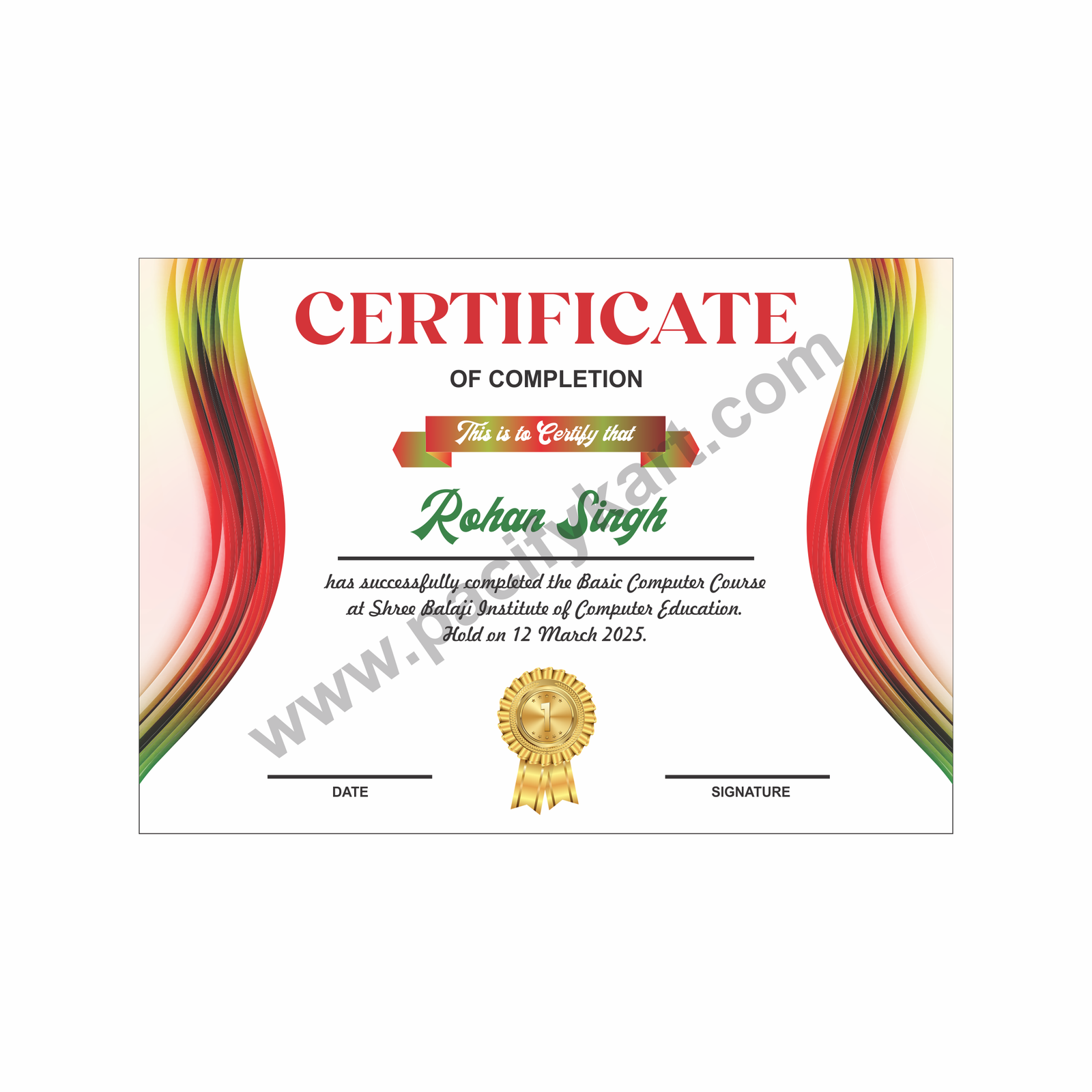Certificate of Completion for Course | Course Completion Certificate ...