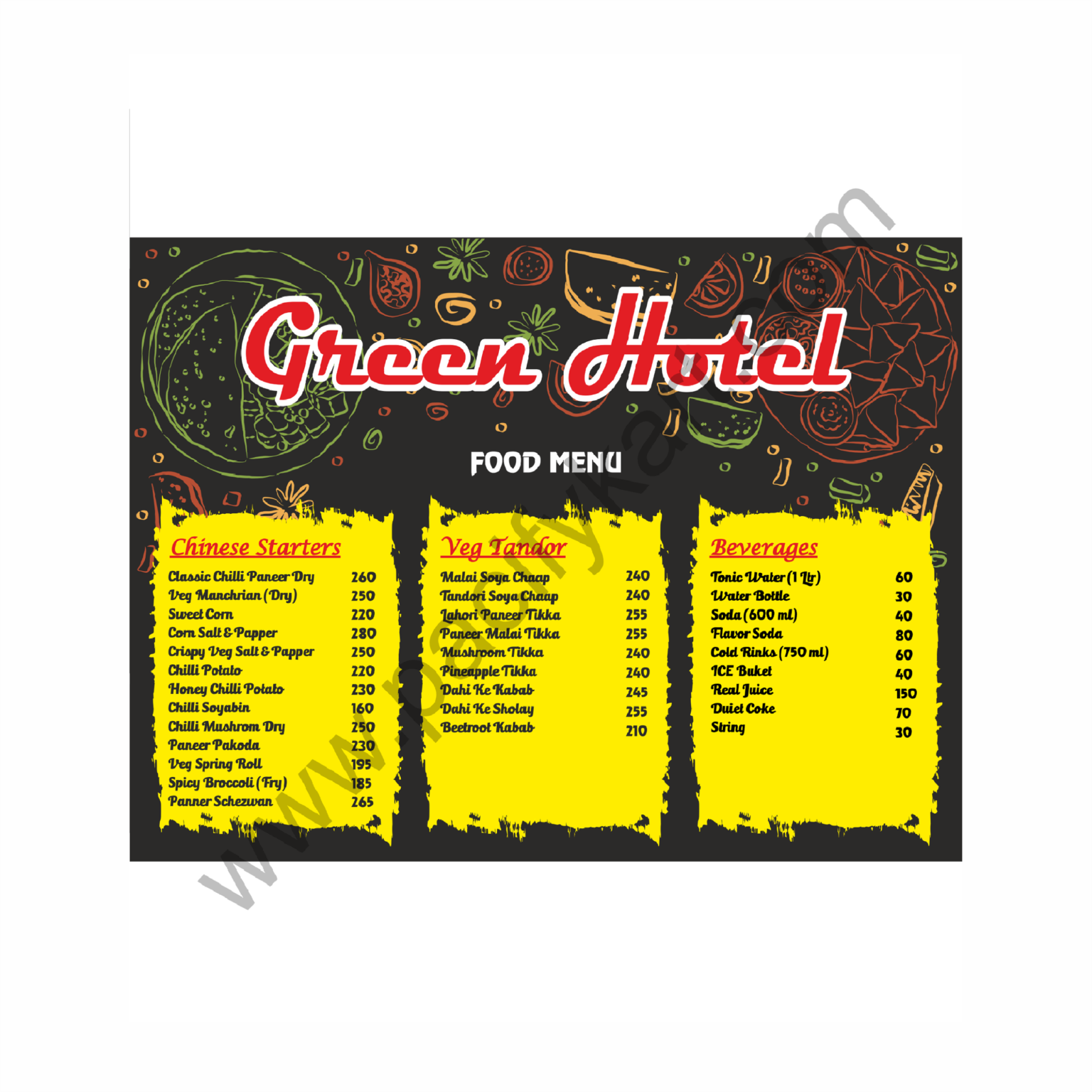 Food Menu Card Design A4 Size | Restaurant Menu Design Corel 2018 ...