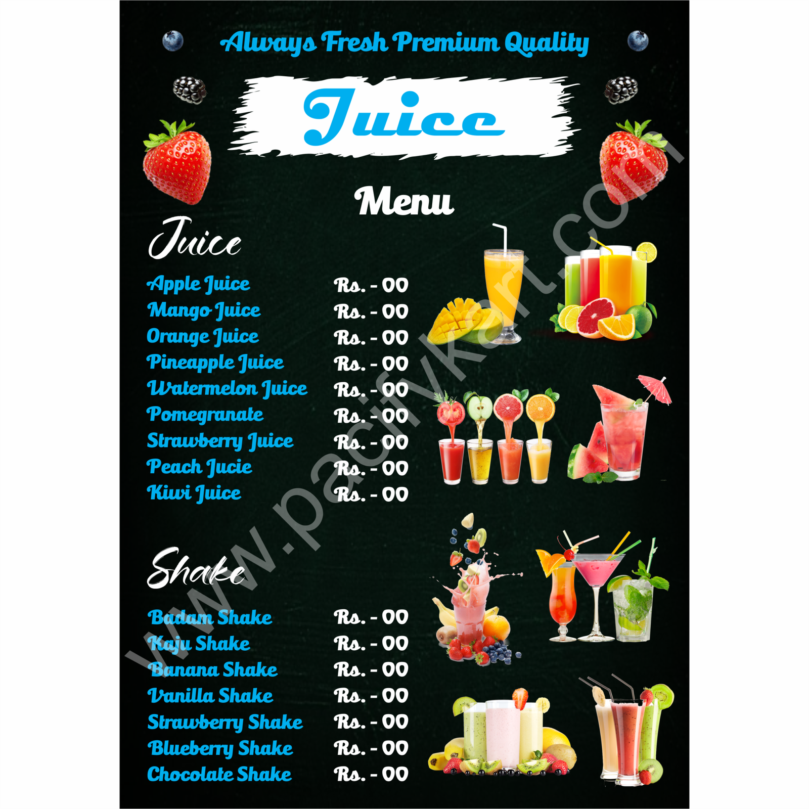 Juice Menu Card Design A5 Size | CorelDRAW 2018 Editable CDR ...