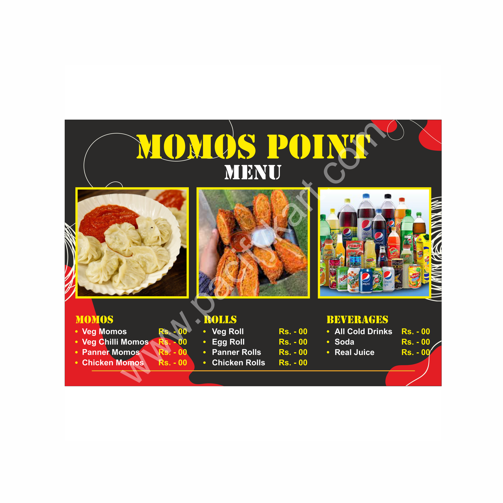 Momos Point Menu Card Design A4 Size | Fast Food Menu Card CDR ...