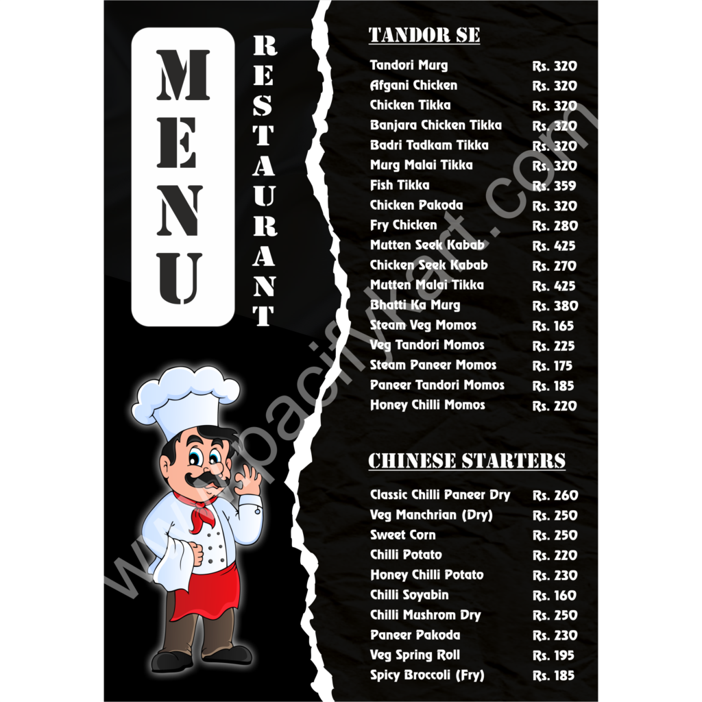 Food Menu Card Design A5 Size | Restaurant Menu Design – PacifyKart ...