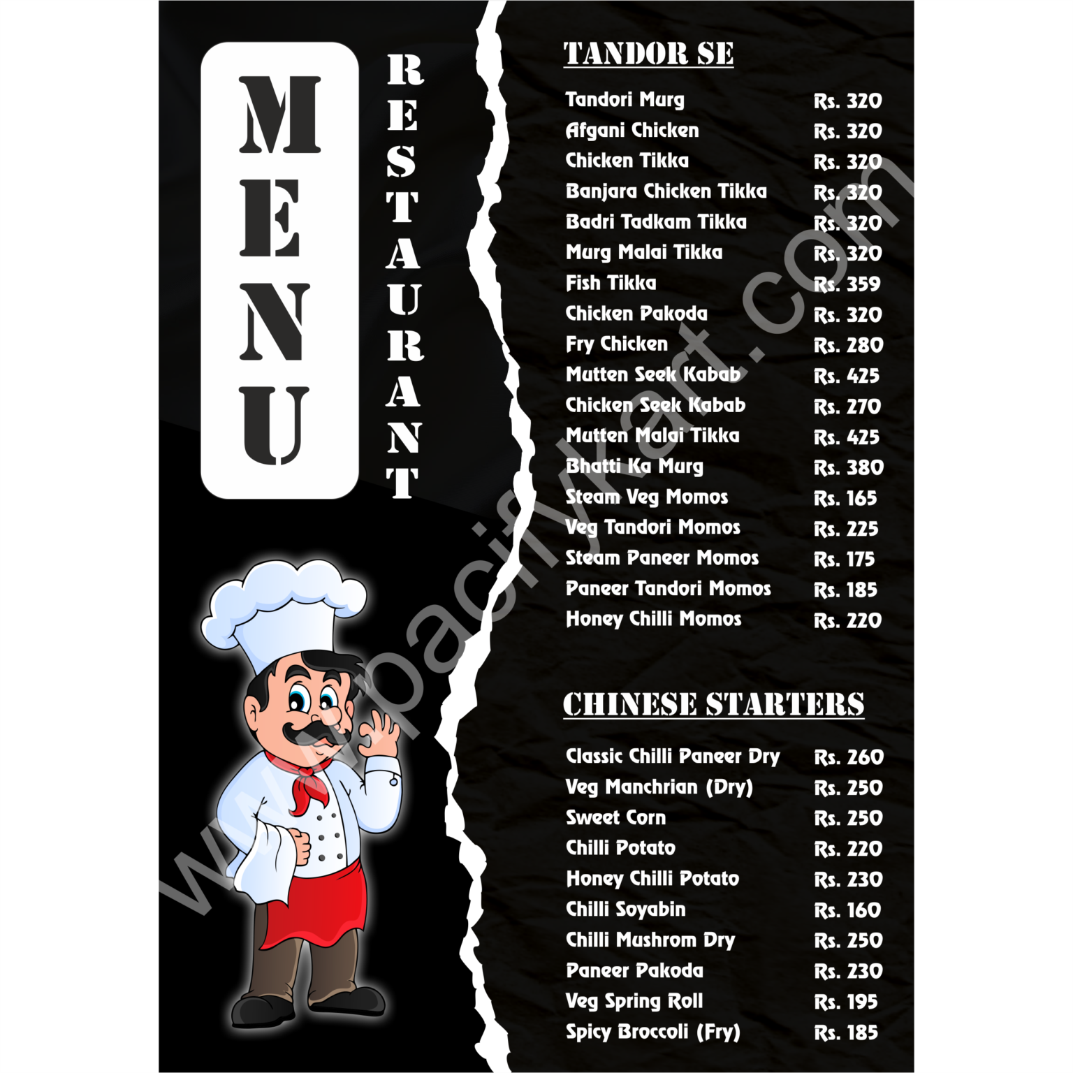 Food Menu Card Design A5 Size | Restaurant Menu Design Corel 2018 ...