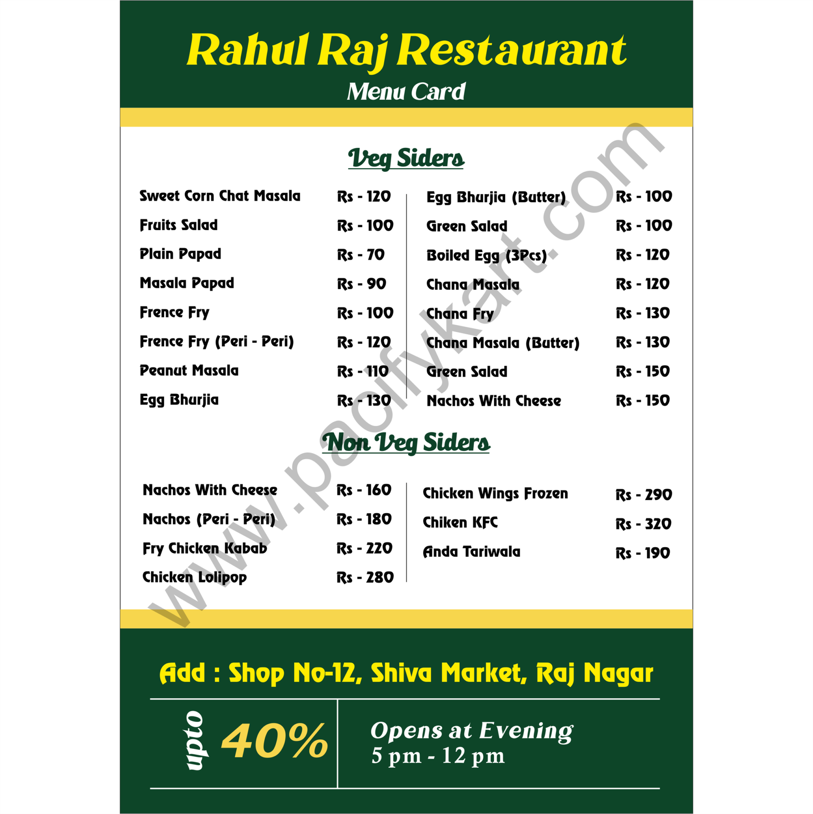 Food Menu Card Design A5 Size | Restaurant Menu Design Corel 2018 ...